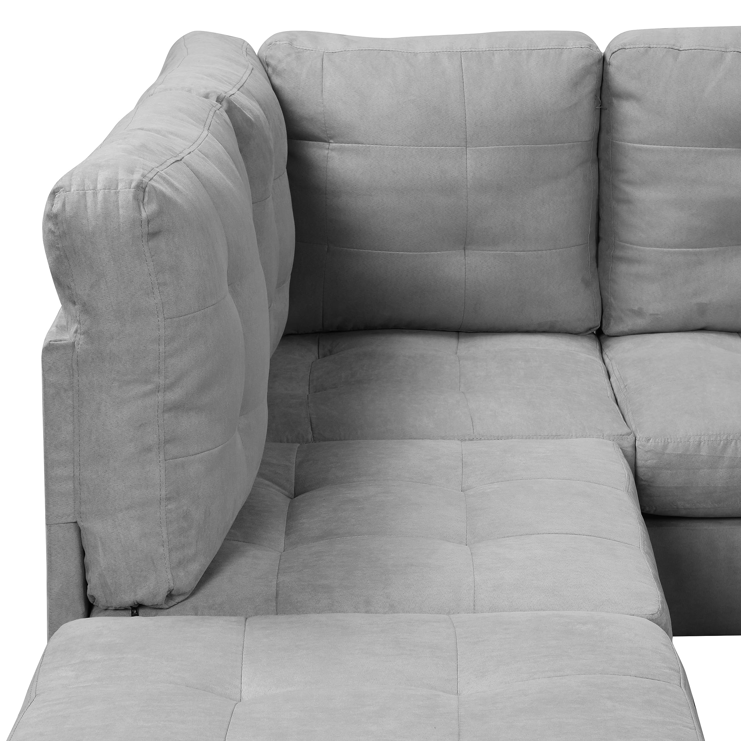 Casa Andrea Milano Modern Sectional Sofa L Shaped Couch with Reversible Chaise & Ottoman, Large Living Room Furniture, Grey