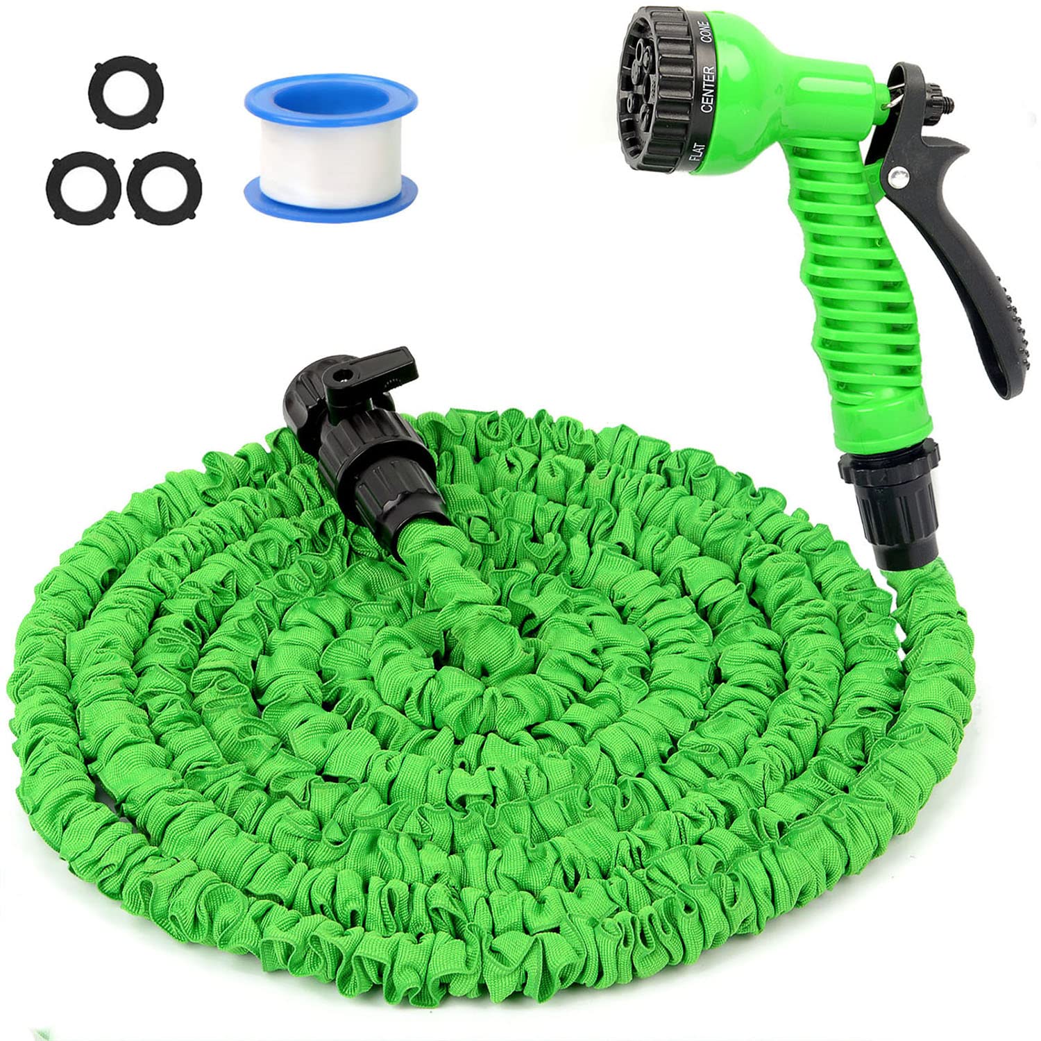 Expandable Garden Hose, Flexible Water Hose with 7 Function Hose Spray Nozzle