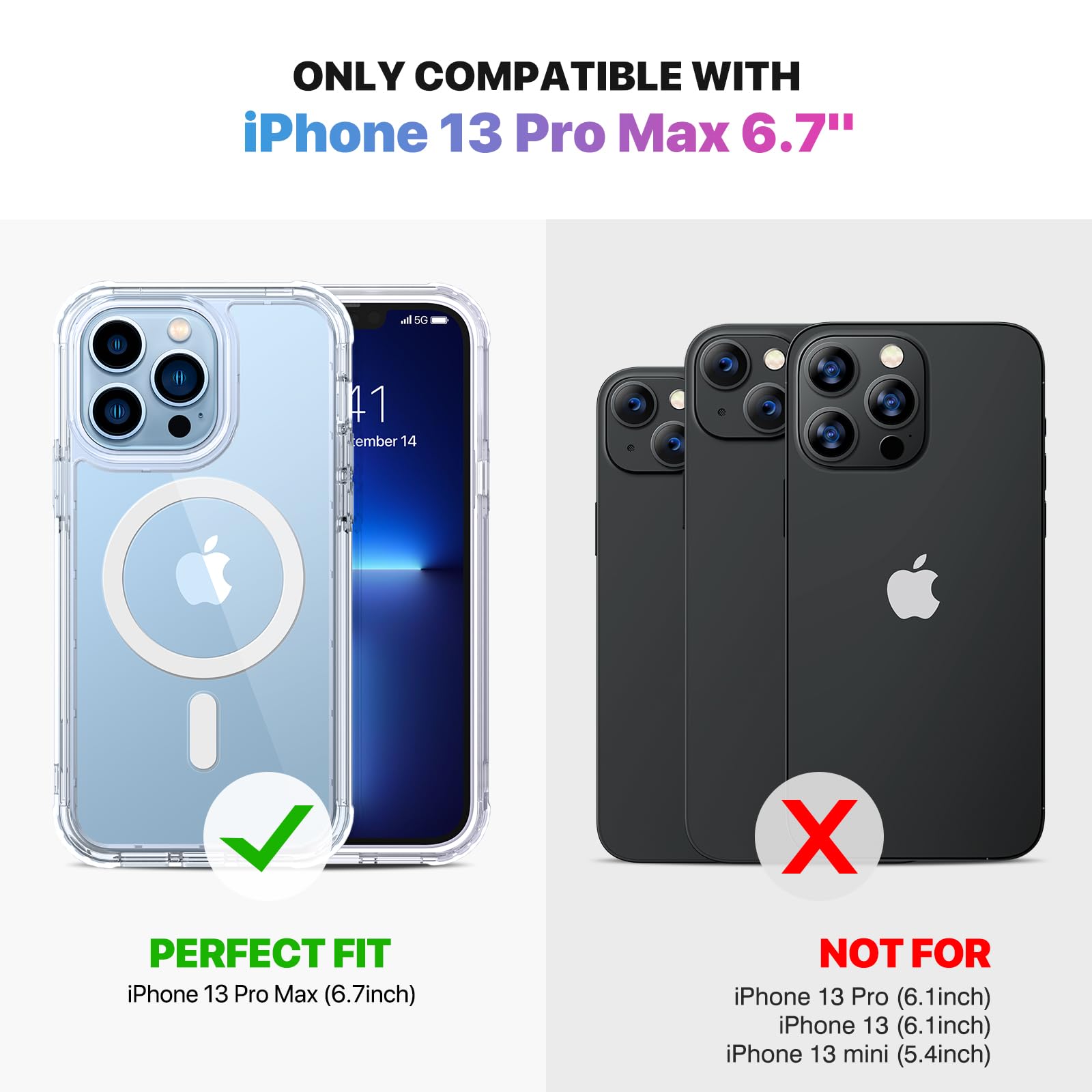 Diaclara Magnetic Designed for iPhone 13 Pro Max Case [2023 New] Compatible with MagSafe, Built-in Touch Sensitive Anti-Scratch Screen Protector, Phone Case for iPhone 13 Pro Max 6.7" (Clear)