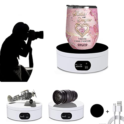 Motorized Rotating Display Stand for Epoxy Glitter Tumbler,360 Degree Automatic Mute Rotating Turntable for Photography Products Display,Live Video Show,Tumbler Supplies Spinner,Jewelry,Models,Battery