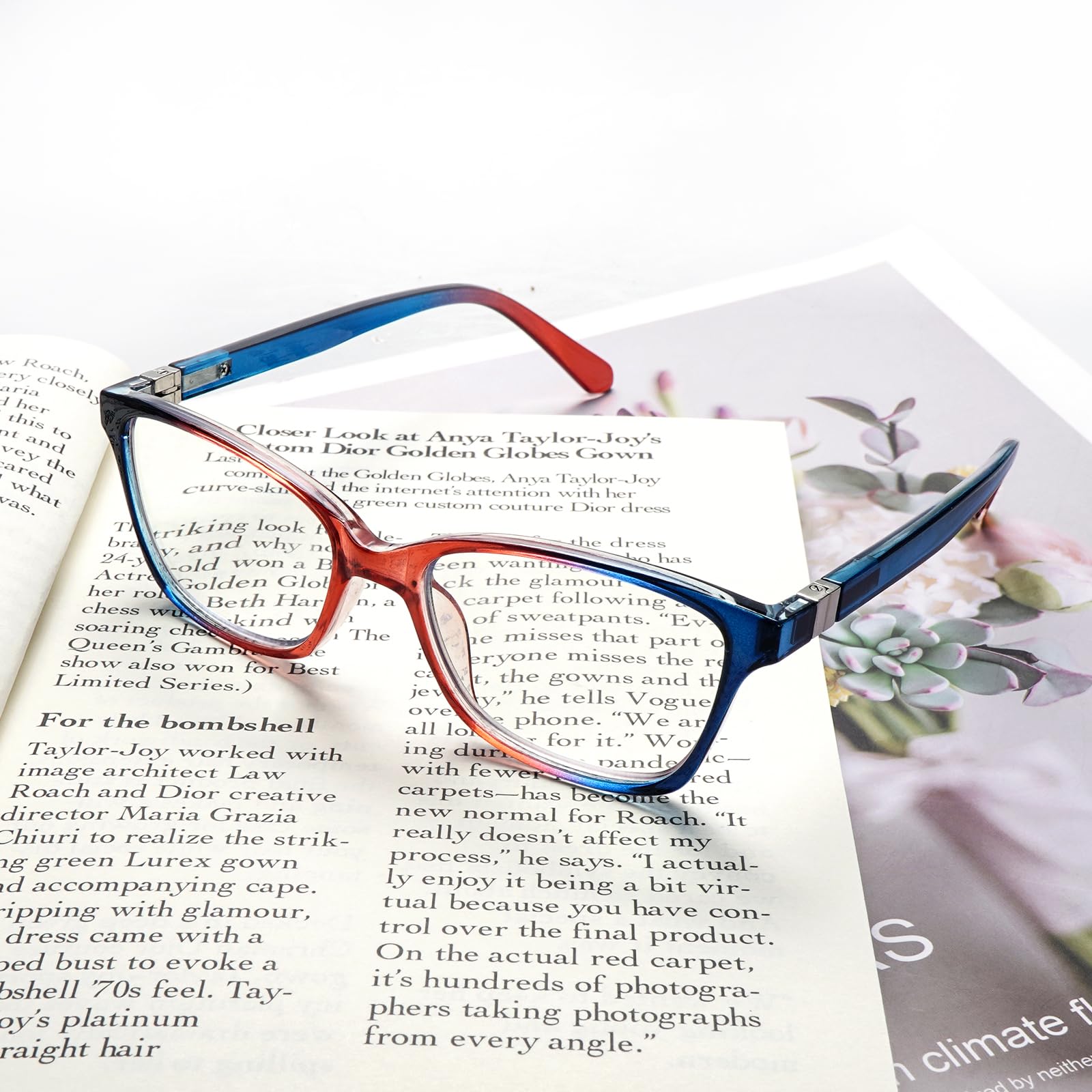 STASTEND 4 Pack Progressive Multifocus Reading Glasses for Women Men Spring Hinge Blue Light Blocking Readers (MIX, 2.00, x)