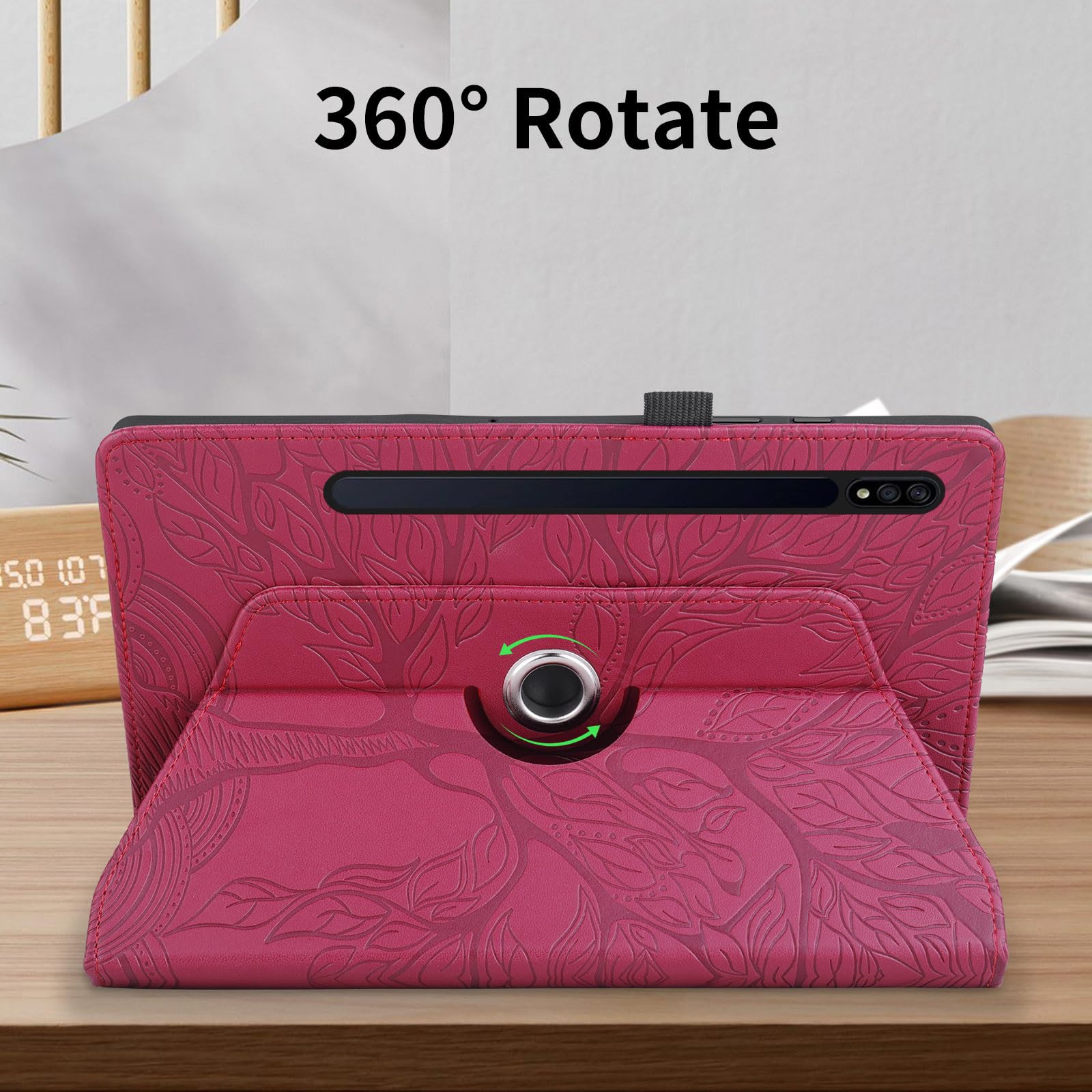 SLLMYYX 360 Degree Rotating Tablet Case Compatible with Samsung Galaxy Tab S9 11.0 Inch SM-X710 2023 Release, Life Tree Slim Folio Stand Cover (Red)