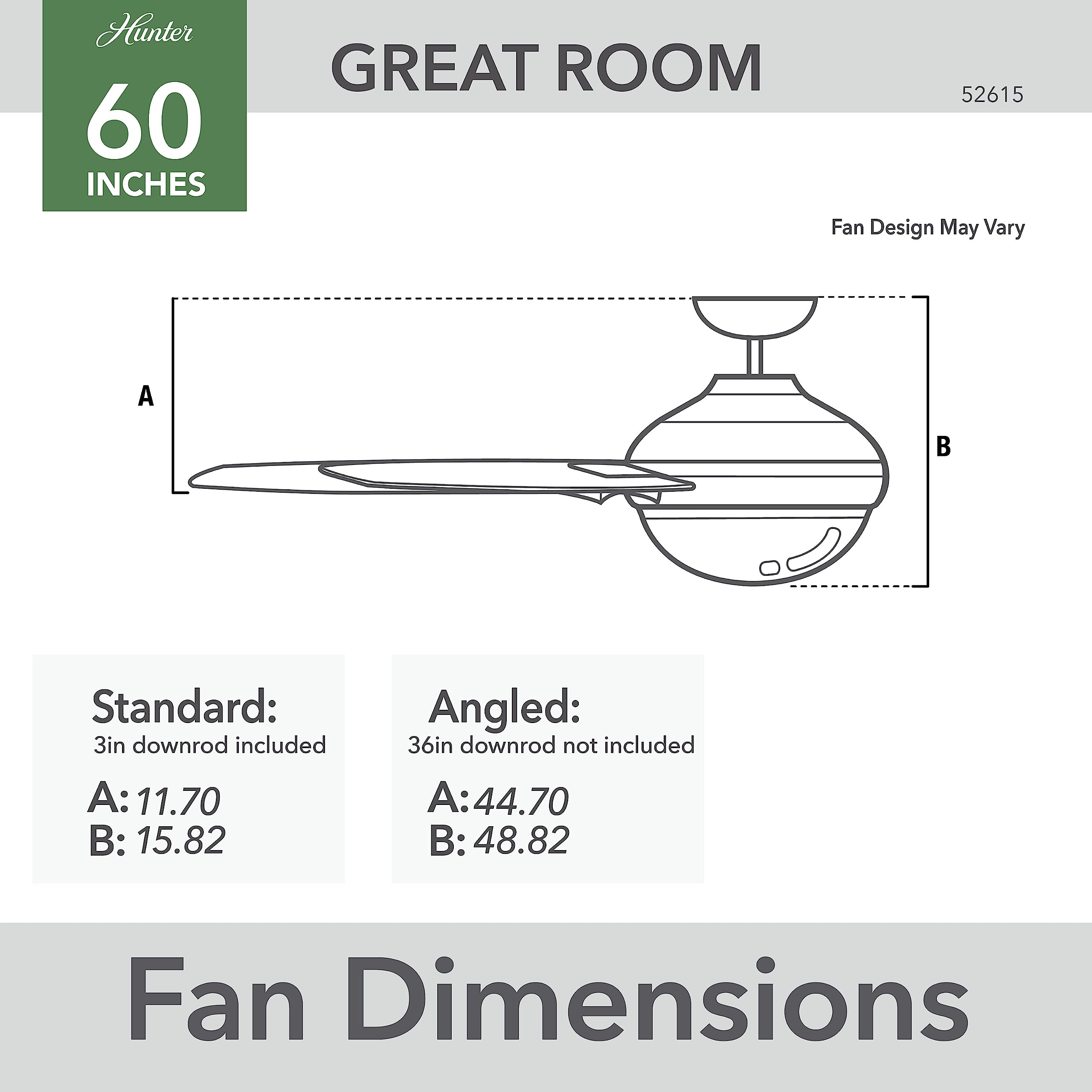 Hunter Fan Company 52615 Overton Ceiling Fan, 060, Matte Black