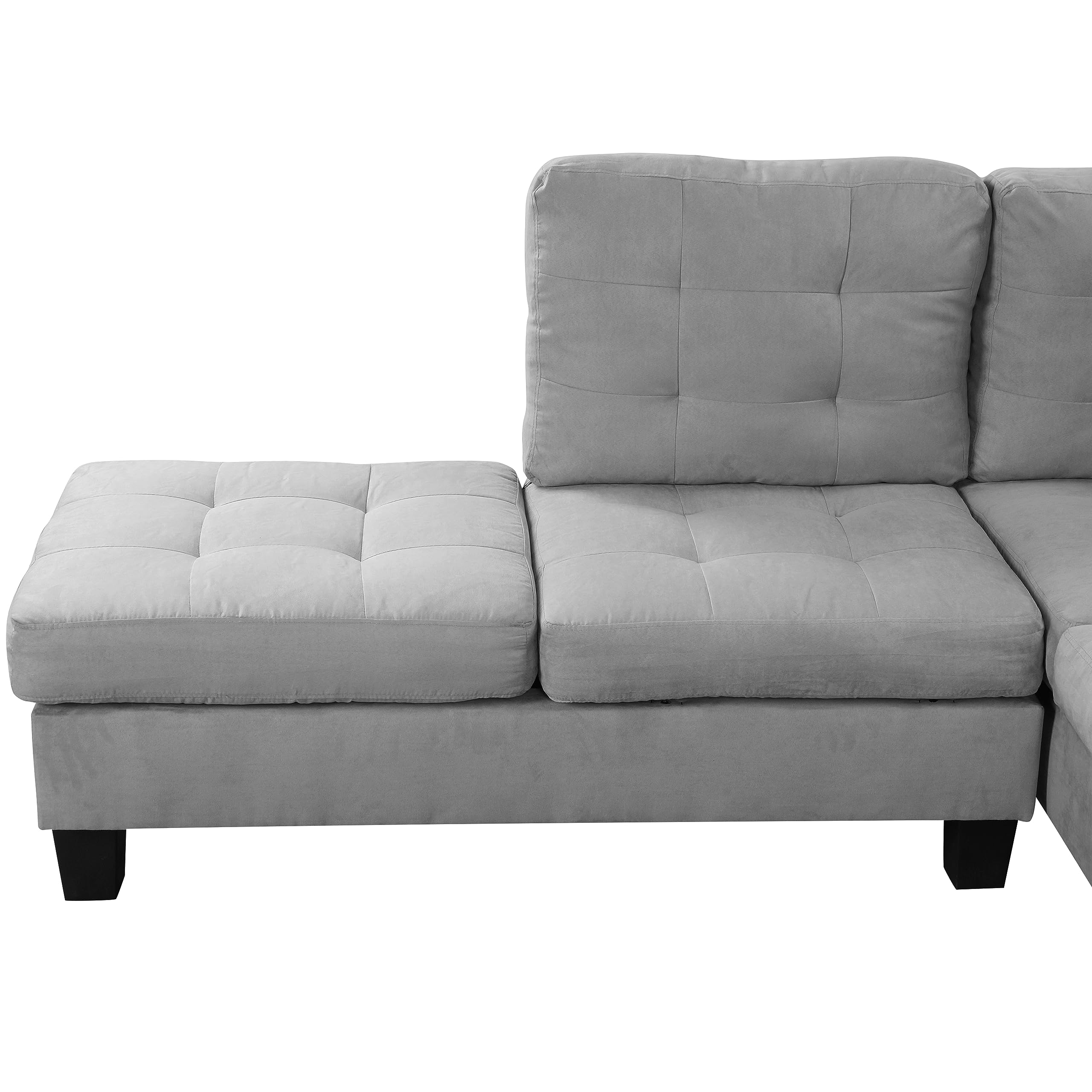 Casa Andrea Milano Modern Sectional Sofa L Shaped Couch with Reversible Chaise & Ottoman, Large Living Room Furniture, Grey