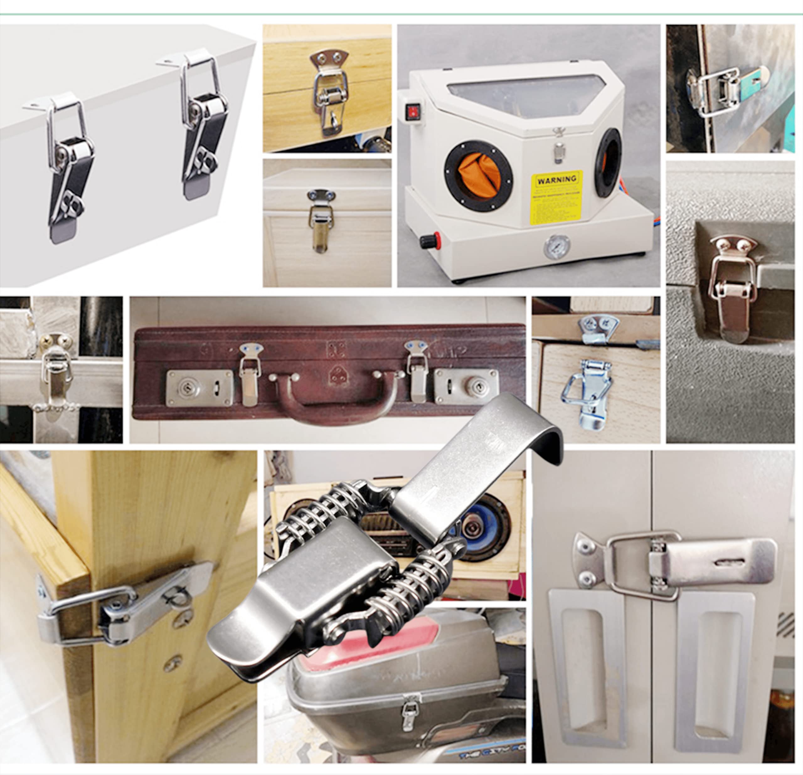 NOGRAX 2/4 PCS Cabinet Lock Box Hasp Case ,Integrated Stainless Steel 304 Spring Latch Catch Toggle Locks for Drawer Gate Door Durable Furniture Hardware w/Screws? Button (Color : 4PCS, (Color : 2pcs,