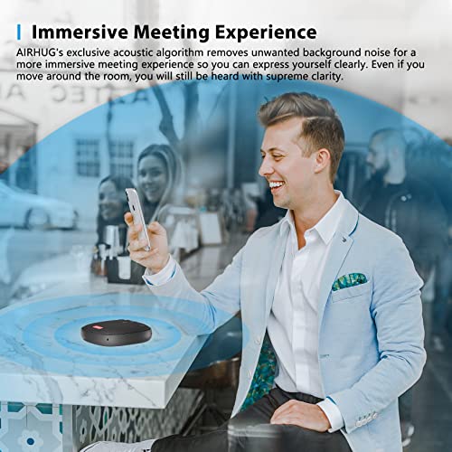 AIRHUG Bluetooth Speakerphone,Conference Speaker with Microphone,6 metes HD Voice Pick Up,Advanced Noise Reduction Algorithm,USB-C Plug & Play,Compatible with Zoom,MS Team,Skype