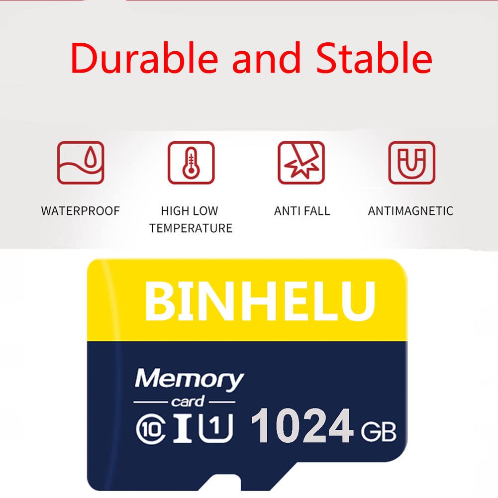 Memory Card 1TB TF Card 1024GB Storage Card with Adapter Class 10 High Speed Micro Card for Android Phones/PC/Computer/Camera