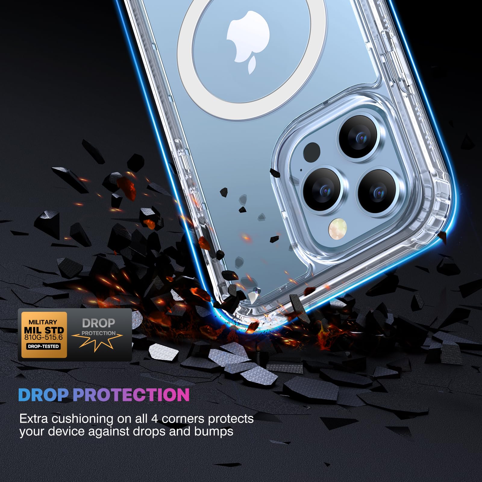 Diaclara Magnetic Designed for iPhone 13 Pro Max Case [2023 New] Compatible with MagSafe, Built-in Touch Sensitive Anti-Scratch Screen Protector, Phone Case for iPhone 13 Pro Max 6.7" (Clear)