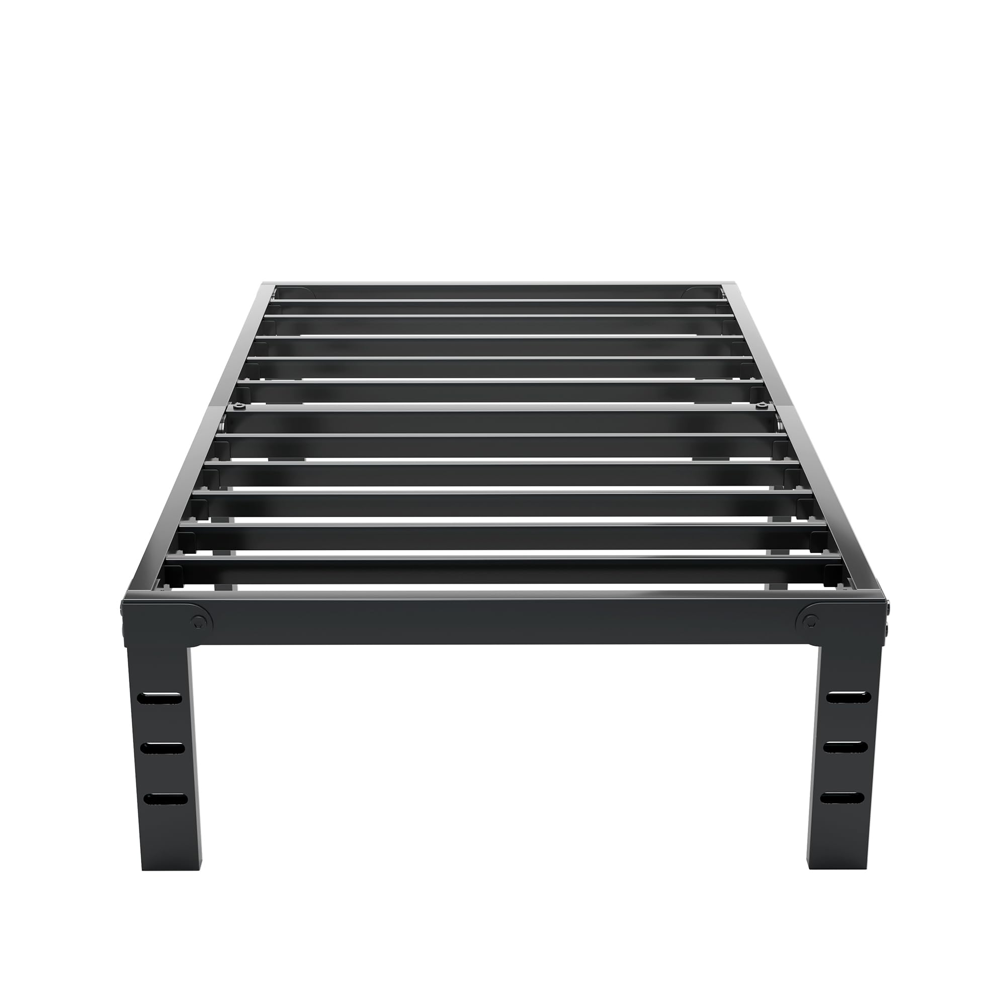 MGNO 18in Twin Size Bed Frame No Box Spring Needed, Heavy Duty Metal Platform Bed Frame Twin with Steel Slat, Easy Assembly, Noise Free, Black