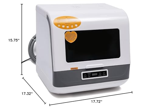 Guaopom Countertop Dishwasher, Automatic Dishwasher, Mini Dishwasher With 3 Washing Programs And Air-Dry Functio 75°C Hot Air Drying Portable Automatic Dishwasher for Apartment, Dorm Room