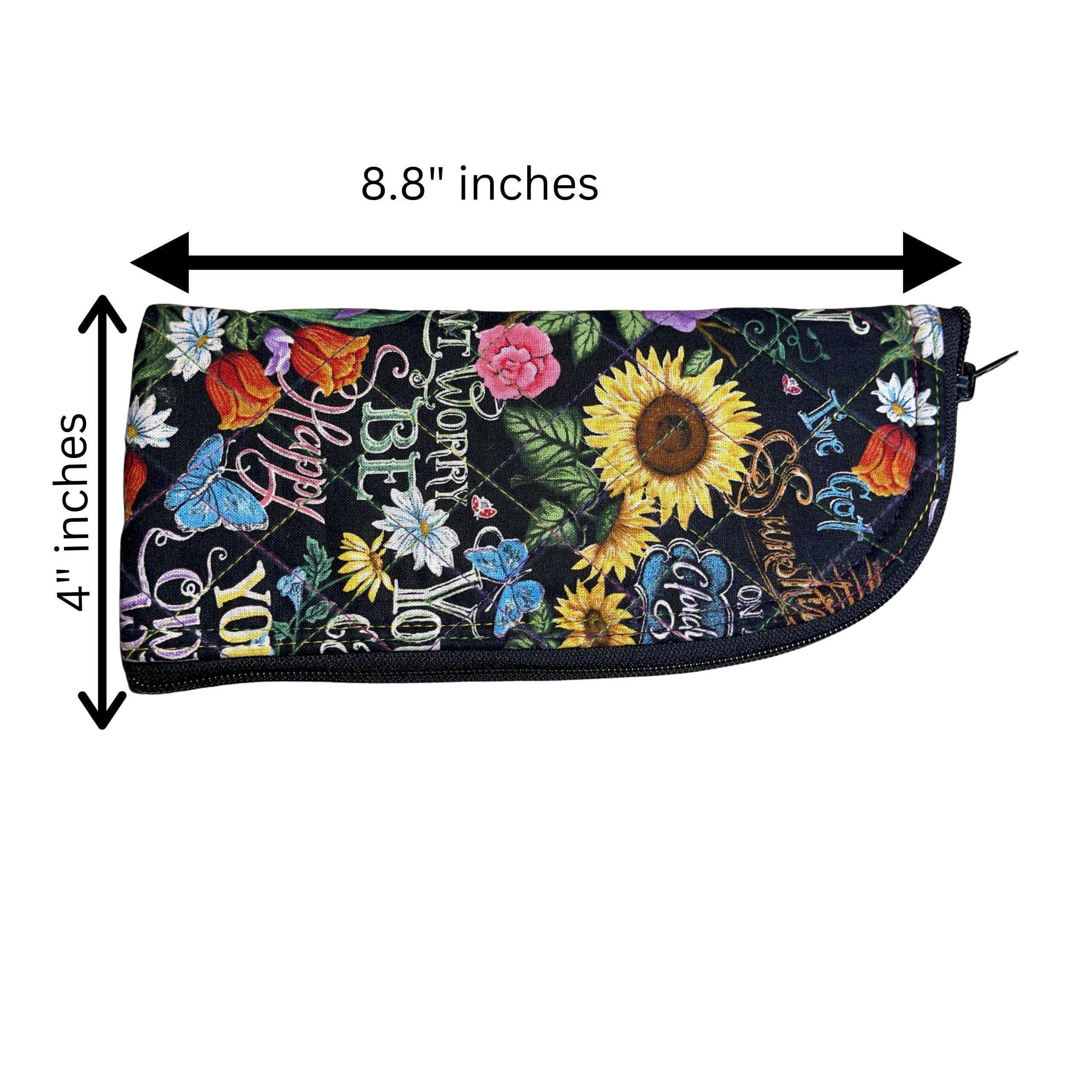 Floral Sunglasses case with zipper closure, Eye Glasses pouch, Gift for her, Quilted Glasses Case, Sunglasses Sleeve, Eyeglasses holder (Sunshine Floral)
