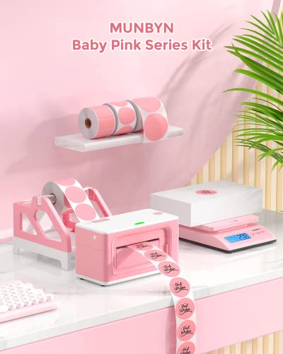 MUNBYN Pink Label Holder for Rolls and Fan-Fold Labels, Shipping Label Roll Holder for Desktop Label Printer Shipping Supplies Industrial Labelsā¦