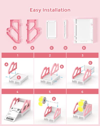 MUNBYN Pink Label Holder for Rolls and Fan-Fold Labels, Shipping Label Roll Holder for Desktop Label Printer Shipping Supplies Industrial Labelsā¦