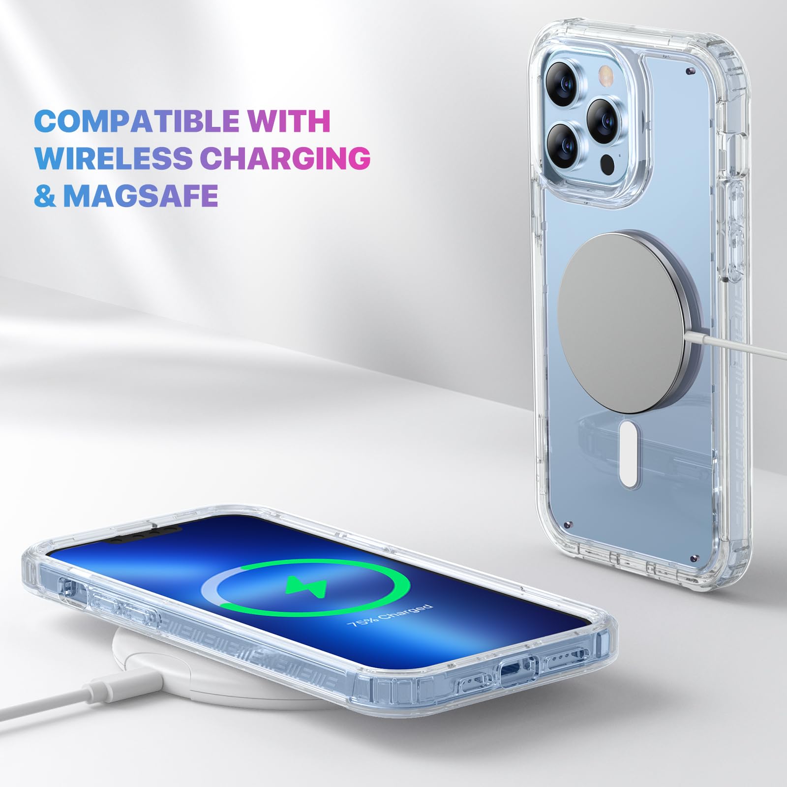 Diaclara Magnetic Designed for iPhone 13 Pro Max Case [2023 New] Compatible with MagSafe, Built-in Touch Sensitive Anti-Scratch Screen Protector, Phone Case for iPhone 13 Pro Max 6.7" (Clear)