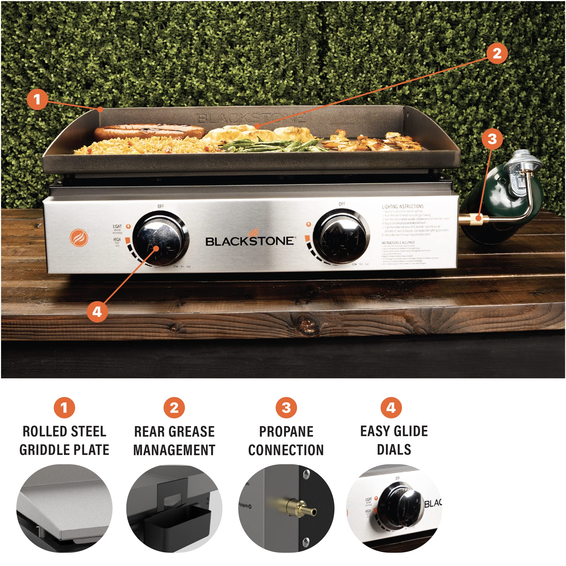 Blackstone 22" Tabletop Grill & Table Top Griddle Hood,22''Hard Cover Hood, Black, 22 inch & 5017 Grease Cup Liners for Rear Grease Griddles - 10-Pack