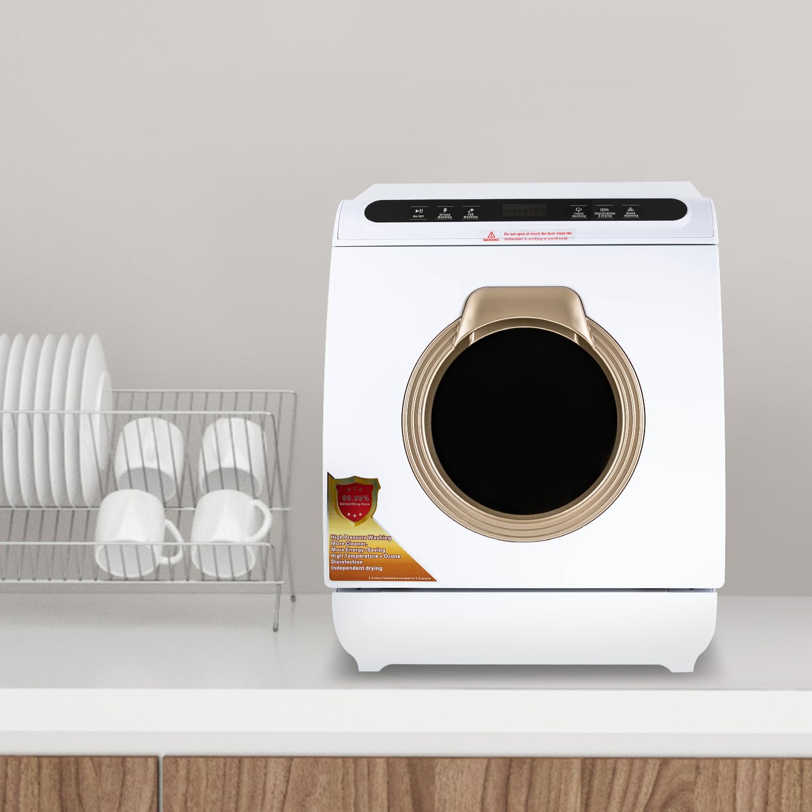 Countertop Dishwasher Air-Dry Dishwasher Portable with 7L Built-in Water Tank, No Hookup Needed, 5 Programs, Air-Dry Function, Mini Dishwasher Tank 360° Dual Spray for RV