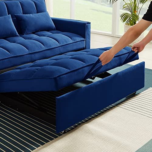 ERYE Blue Velvet Two Pillows Both Side Pockets, 55"