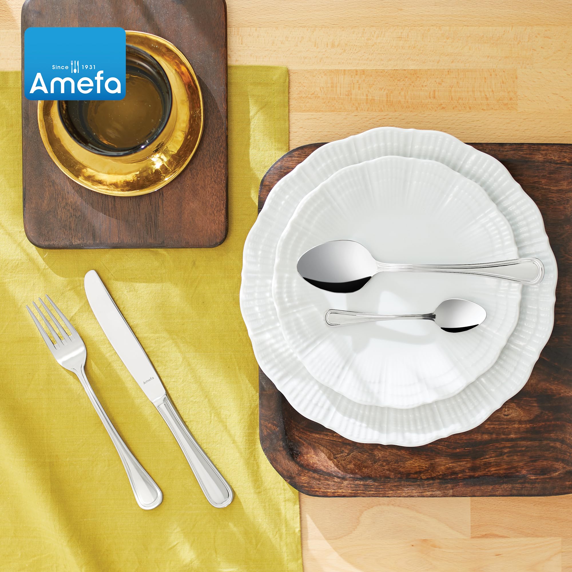 Amefa Haydn 20-piece 18/10 Stainless Steel Flatware Set, High Gloss Mirror Finish, Silverware Set Service for 4, Dishwasher Safe, Rust resistant Cutlery.