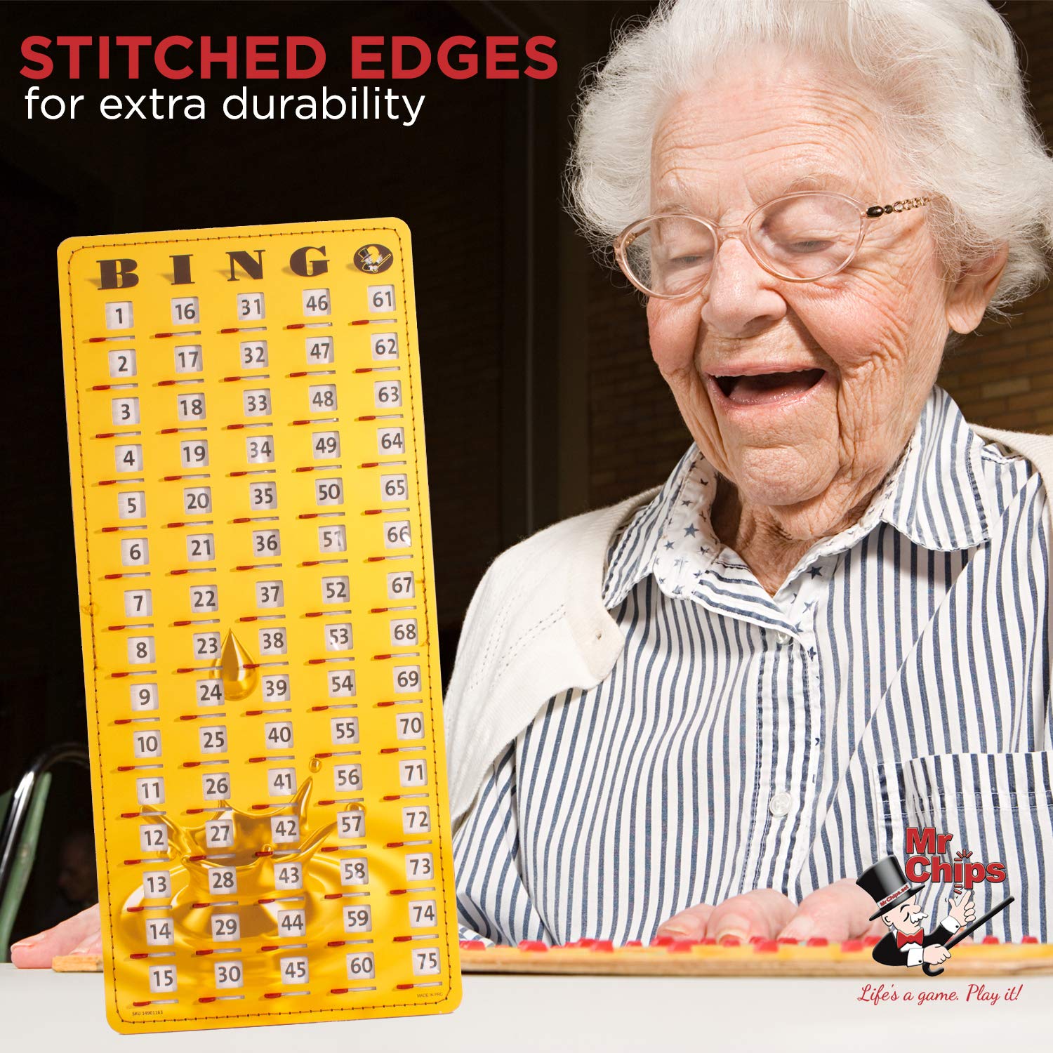 MR CHIPS Jam-Proof Master Board Bingo Card Slide with Shutters Plus Deck of Calling Cards