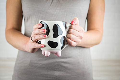 Boston Warehouse Udderly Cow Mug with Non-Skid Silicone Feet, Hand Painted Ceramic