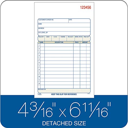 Adams Sales Order Books, 2-Part, Carbonless, White/Canary, 4-3/16 x 7-3/16 Inches, 50 Sets per Book, 6 Books