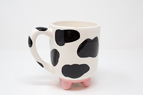 Boston Warehouse Udderly Cow Mug with Non-Skid Silicone Feet, Hand Painted Ceramic
