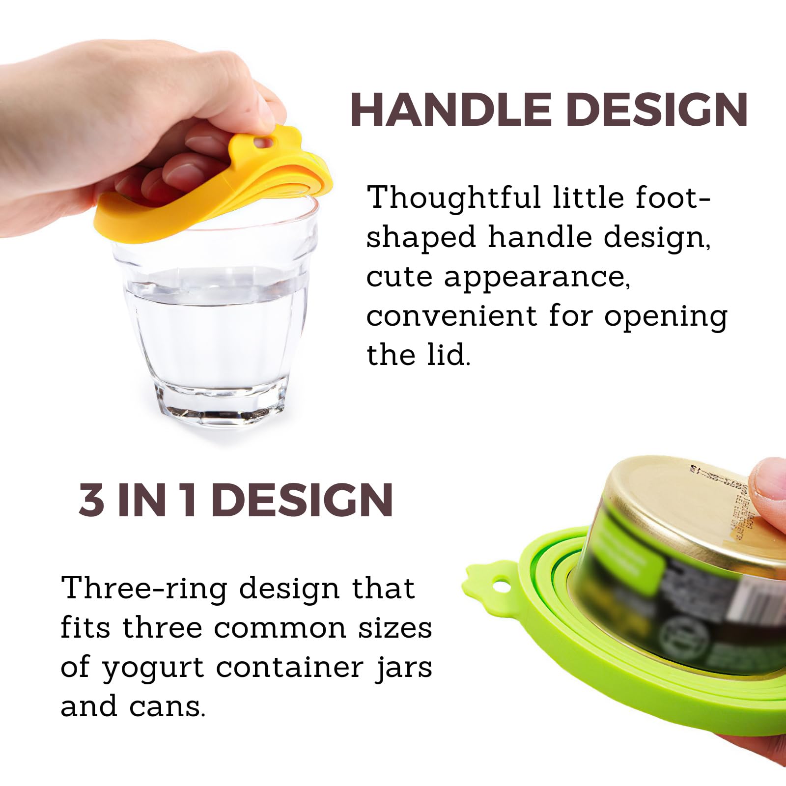 BENIFILE 3-in-1 Oui Yogurt Jar Lids - 4 Pack Oui Jar Lids Compatible with Yoplait Yogurt Container Reusable Silicone Stretch Canning Lids Replacement Covers for Oui Yogurt Glass Jars