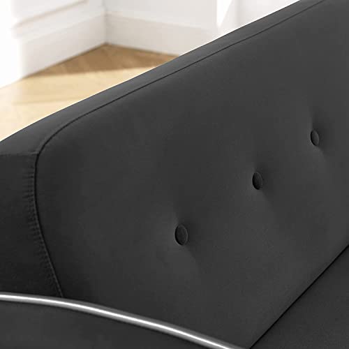 ERYE Modern Convertible Futon Sleeper Sofa with Pull Out Couch Bed, Functional Tufted Loveseat & Daybed for Home Office Apartment Studio Small Space Living Room Velvet Button Tufted Side Pockets