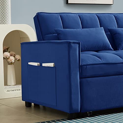 ERYE Blue Velvet Two Pillows Both Side Pockets, 55"