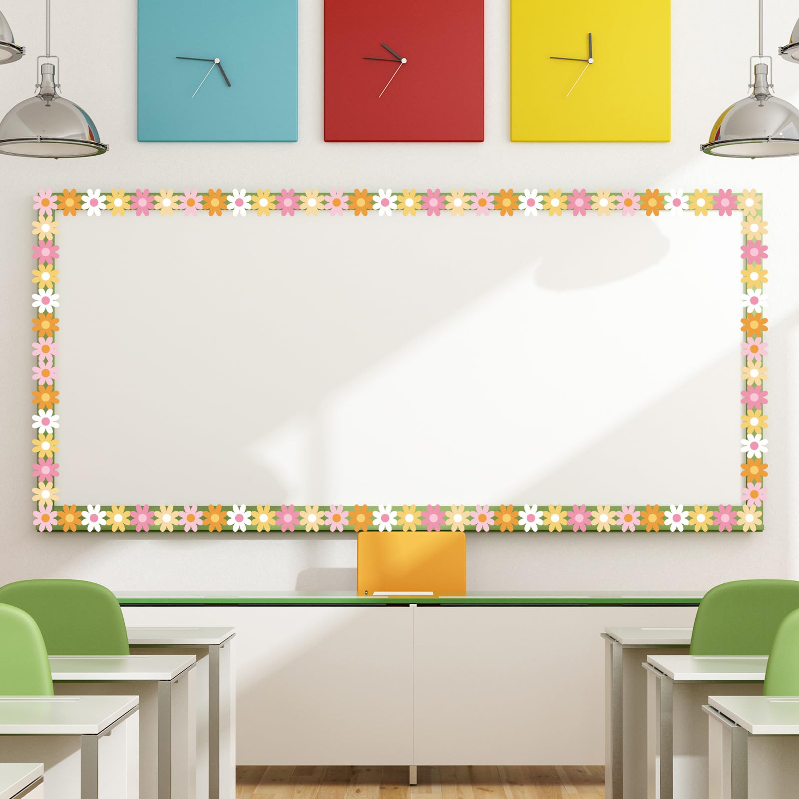 69Ft Boho Daisy Flower Paper Bulletin Board Borders Retro Groovy Classroom Decoration Hippie Border Trim Strips Back to School Classroom Decor for Nursery School Classroom Retro Groovy Party