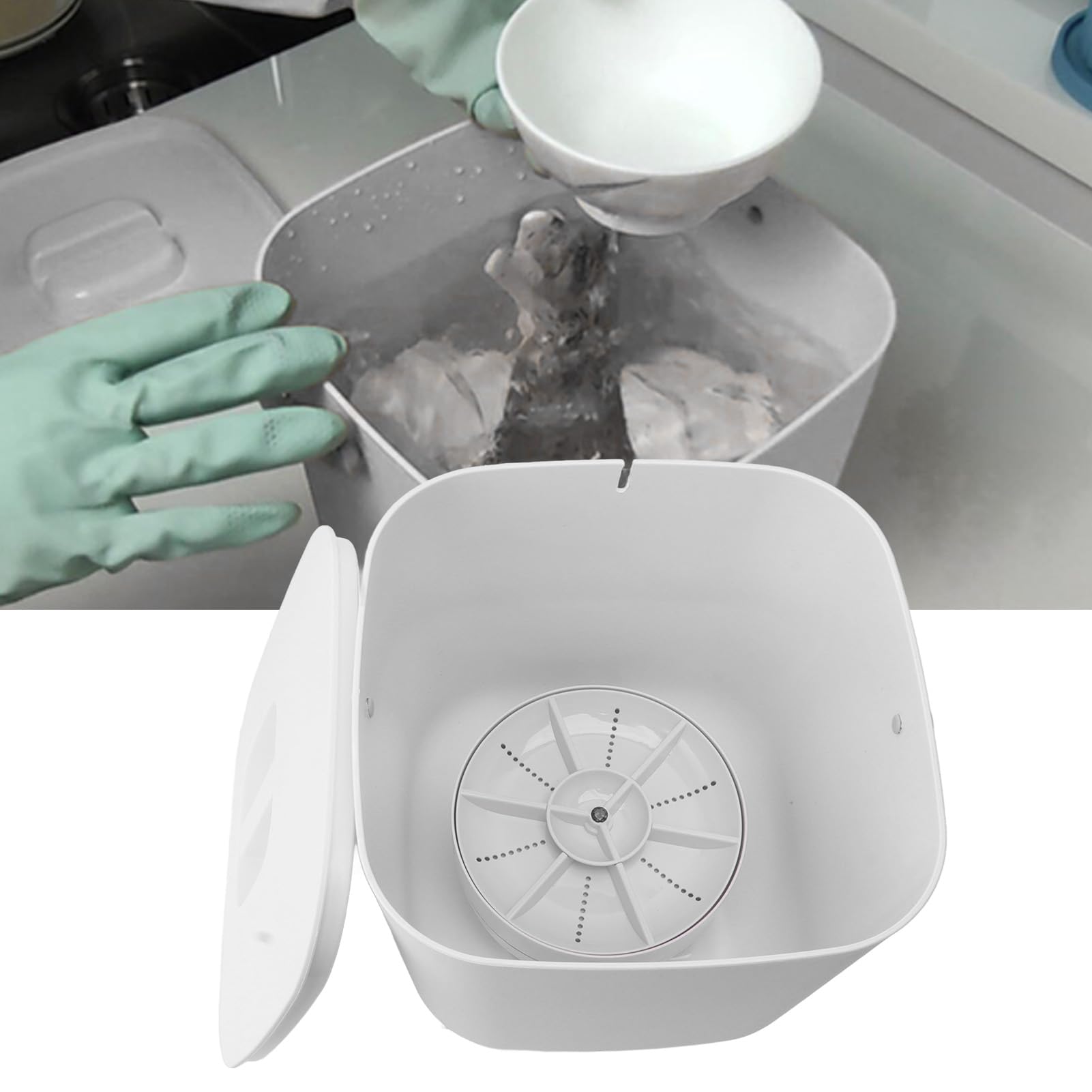 MAVIS LAVEN Mini Dishwasher Deep 18W ABS PC Portable Countertop Dishwasher with Shutdown Apartment (White)