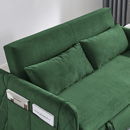ERYE Green Velvet 2 Pillows Side Pockets, 55"