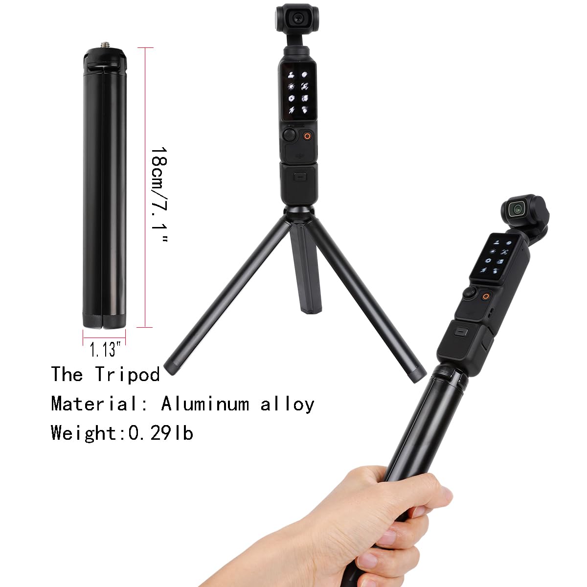 Leenconghui 37inch Selfie Stick Gimbal Extension Pole+Tripod Mount Kit fit for DJI Osmo Pocket 3