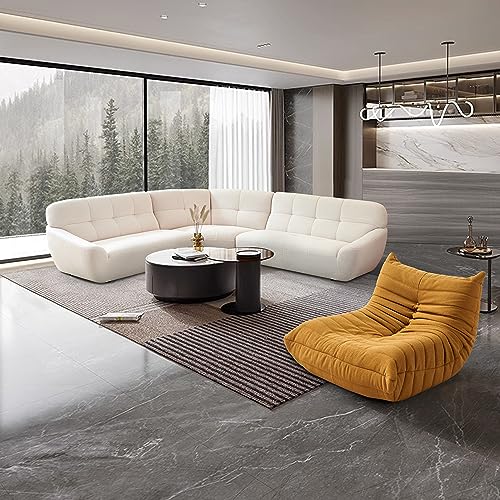 BAMOOLI Fireside Chair, Modern Comfy Teddy Fabric Lazy Floor Sofa Armless Lounge Chair, Upholstered Bean Bag Couch Oversized Corner Chair for Living Room, Bedroom, Office, Salon, Orange