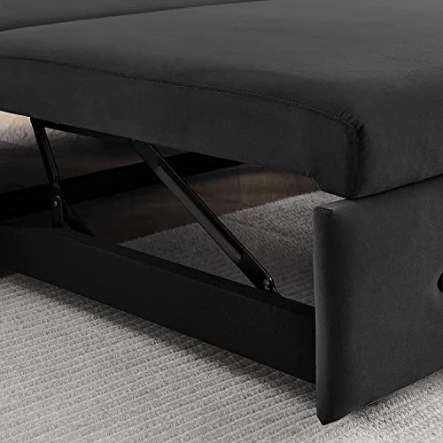 ERYE Modern Convertible Futon Sleeper Sofa with Pull Out Couch Bed, Functional Tufted Loveseat & Daybed for Home Office Apartment Studio Small Space Living Room Velvet Button Tufted Side Pockets