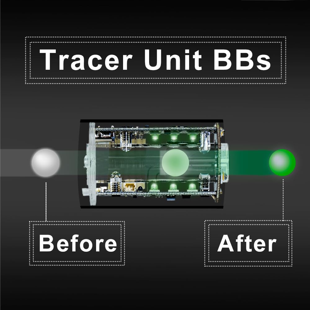 ACETECH Airsoft Riffle Tracer Unit Predator MKII 14mm CCW Negative Thread Glow in The Dark BB LED Beam Lighting Effect (Green/Gel BB Available, Black)