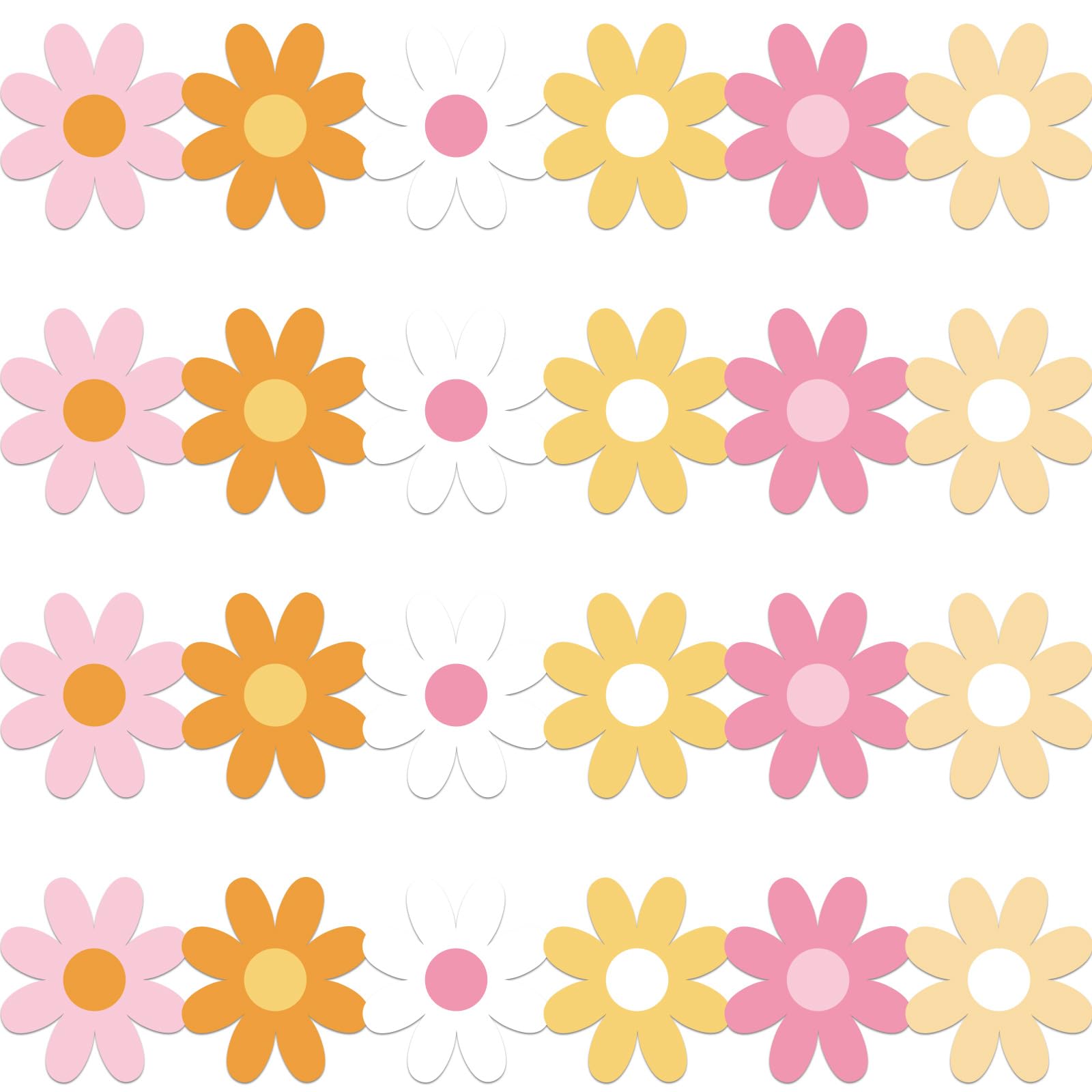 69Ft Boho Daisy Flower Paper Bulletin Board Borders Retro Groovy Classroom Decoration Hippie Border Trim Strips Back to School Classroom Decor for Nursery School Classroom Retro Groovy Party
