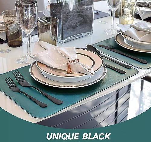 Black Silverware Set with Steak Knives,Black Flatware Set for 12,72-Piece Stainless Steel Tableware Cutlery Set,Kitchen Utensils Spoon and Fork Set,Dishwasher Safe