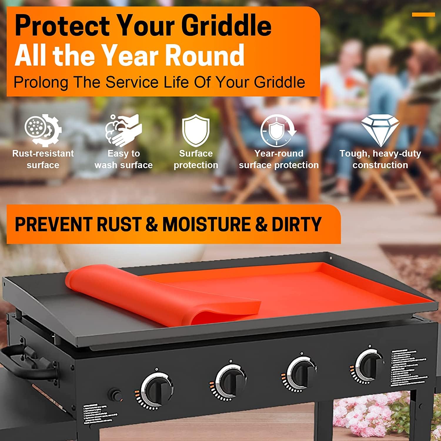 i-FSK Heavy Duty Silicone Griddle Mat (1.98 lbs) for Blackstone 36", All-Season Cover, Effortless Cleaning Accessory