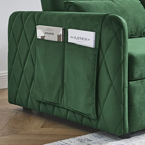 ERYE Green Velvet 2 Pillows Side Pockets, 55"