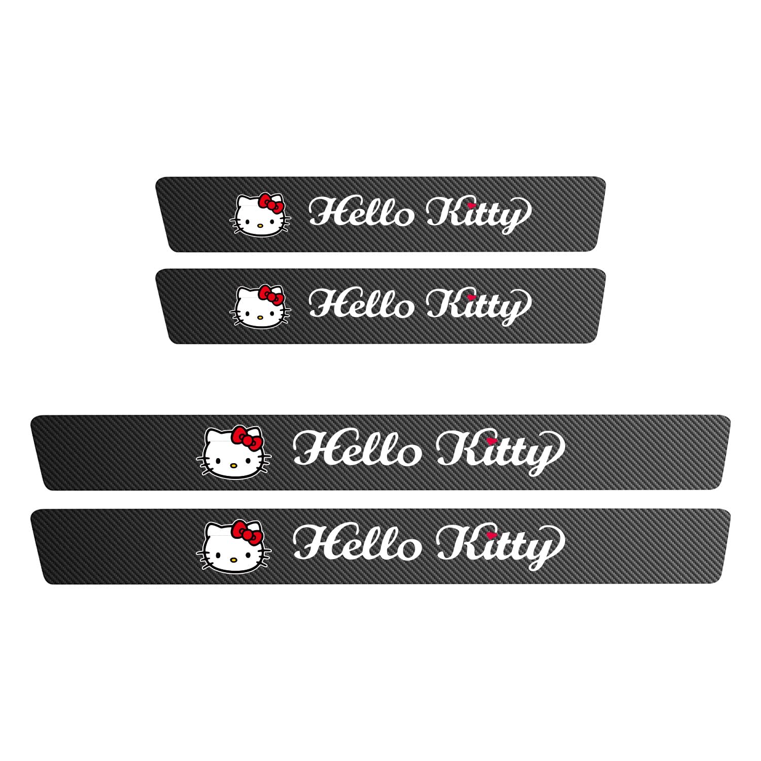 for Hello Kitty Fans Car Door Edge Guards Door Sill Protective Sticker,4PCS Carbon Fiber Car Door Threshold Step Protective Film,Car Door Step Scratch Protector,Universal Fit for Toyota Jeep Audi