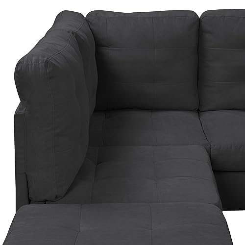 Casa Andrea Milano Modern Sectional Sofa L Shaped Couch with Reversible Chaise, Large Living Room Furniture, Black