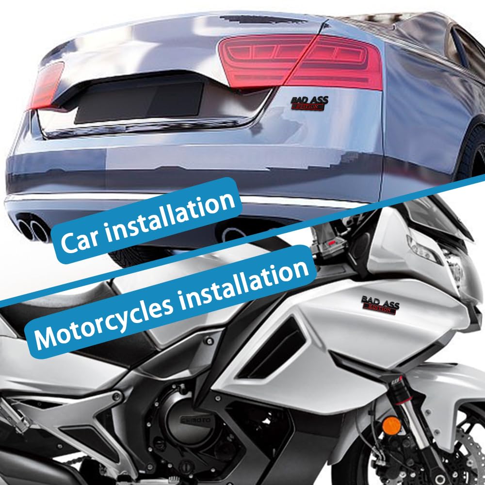 Zufoty Car Body Sticker, 3D Fender Badge Decal Car Sticker, Car Modification Label, 3D Letters Front Hood Badass Emblem Car Exterior Emblems Replacement Accessories Universal for Car Motorcycle SUV