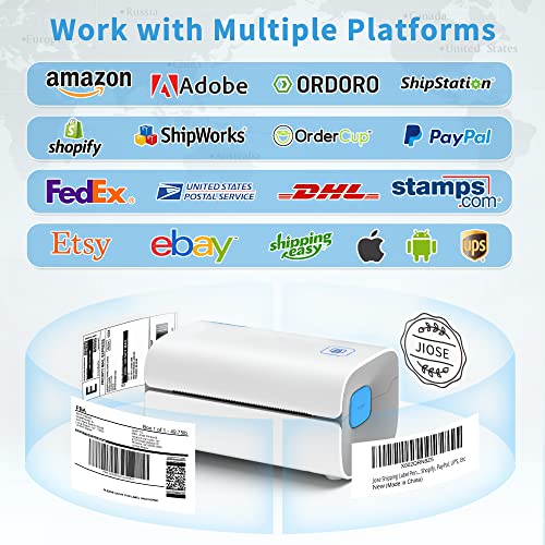 Jiose Thermal Shipping Label Printer - Desktop 4x6 Shipping Label Printer - Support ChromeOS Mac Windows - Apply to Ebay Amazon Shopify Etsy USPS FedEx etc E-Shopping and Logistics Websites