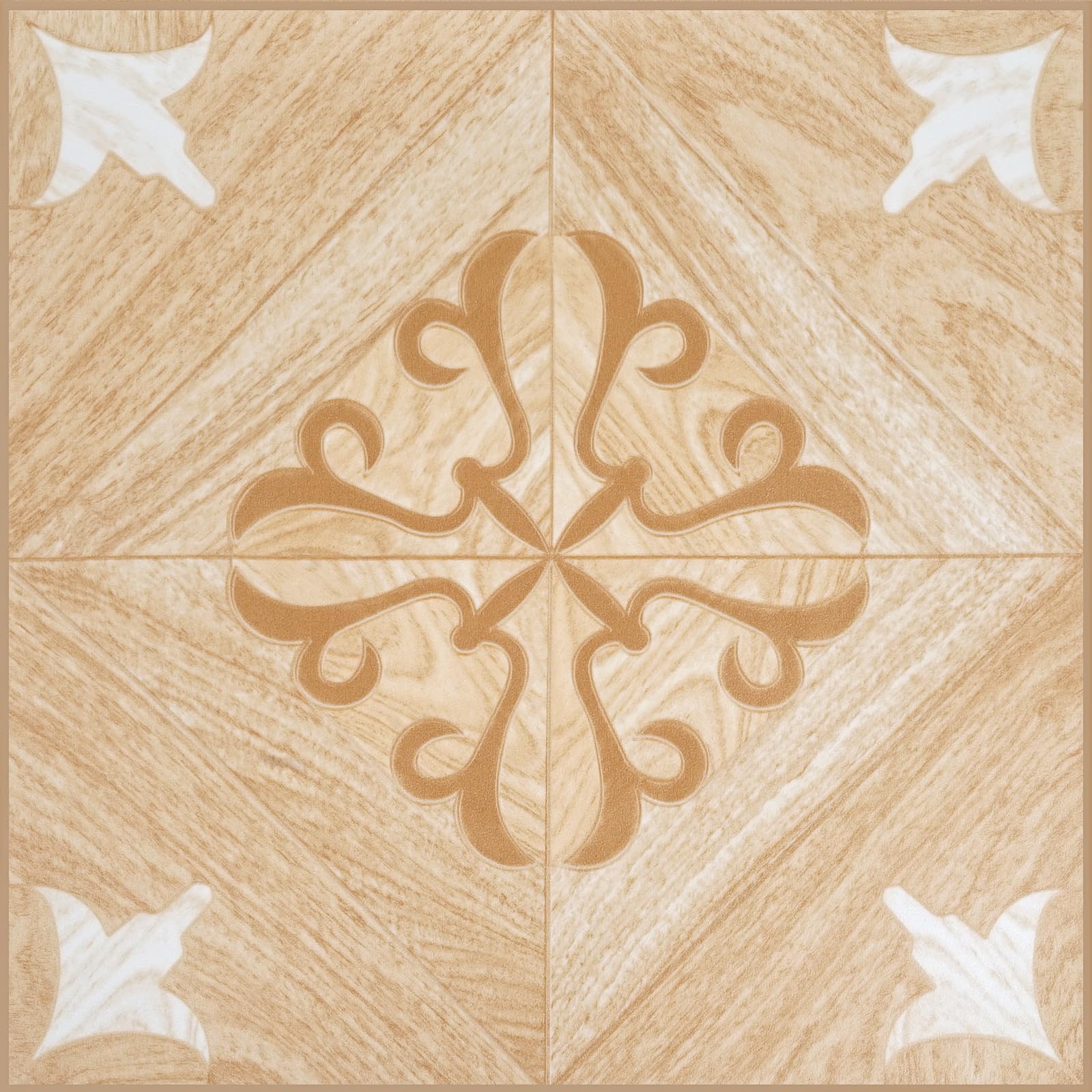 10 Tiles Luxury Peel and Stick Floor Tile Vinyl Flooring Floor Tiles Peel and Sticker Waterproof Vinyl Flooring Tile DIY Installation Look Planks Floor Pops Square Decor 12" x 12" by ONKENWEY