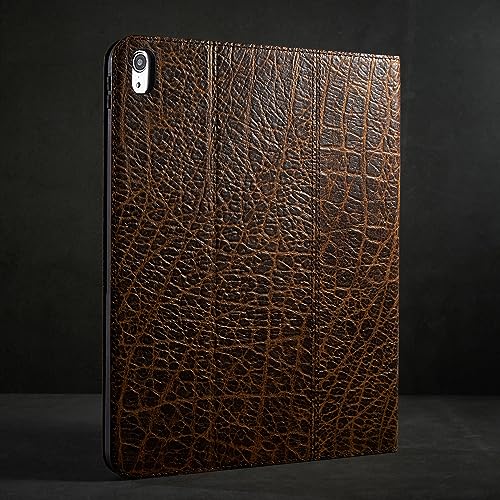 Gexmil Leather Case for iPad Air 11 Inch M3 2025/ M2 2024,iPad Air 10.9 Inch Case 5th/4th Generation 2022/2020, Top Grain Leather Cover Auto Sleep/Wake, Adjustable Stand,Buffalo Pattern