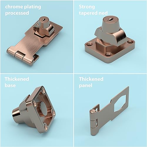 I-EASYDWW, 2.5 Inch Red Zinc Alloy Keyed Hasp Locks, 4 Pack with Keys and Screws, Automatic Locking, For Drawers and Cabinets
