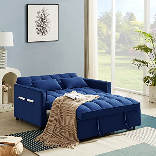 ERYE Blue Velvet Two Pillows Both Side Pockets, 55"