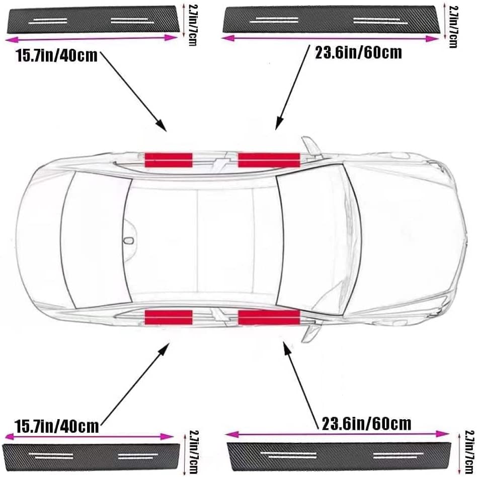 for Hello Kitty Fans Car Door Edge Guards Door Sill Protective Sticker,4PCS Carbon Fiber Car Door Threshold Step Protective Film,Car Door Step Scratch Protector,Universal Fit for Toyota Jeep Audi
