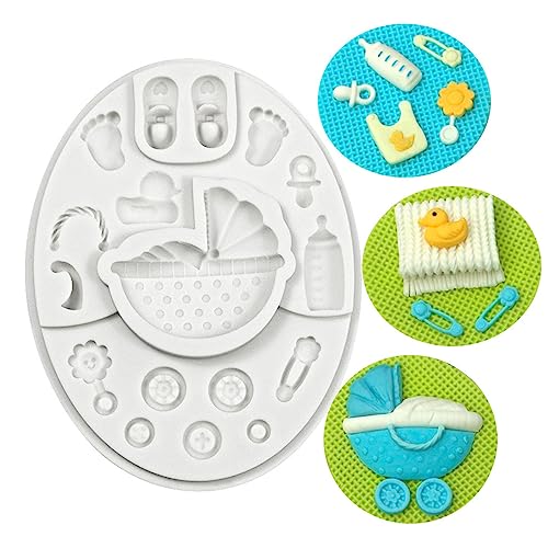 Baby Shower Silicone Mold For Candy Cookie Baby Stroller Fondant Molds For DIY Chocolate Candy Decoration Jewelry Baby Stroller Silicone Mold Cupcake Toppers Mold